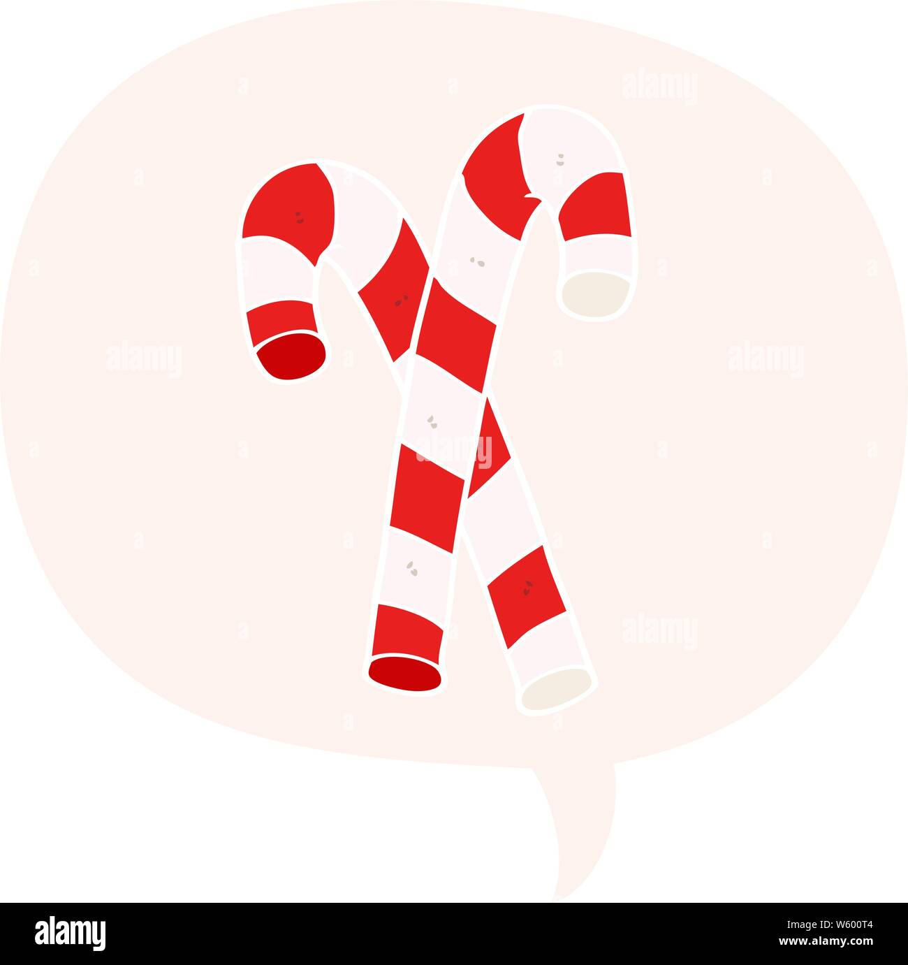 cartoon candy canes with speech bubble in retro style Stock Vector ...