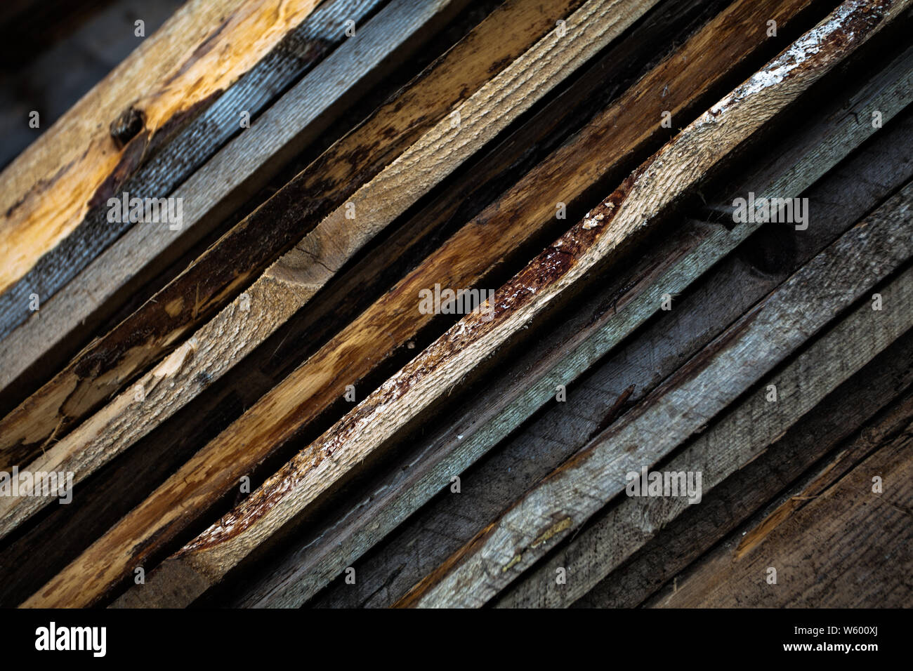Old wooden planks stack texture Stock Photo - Alamy