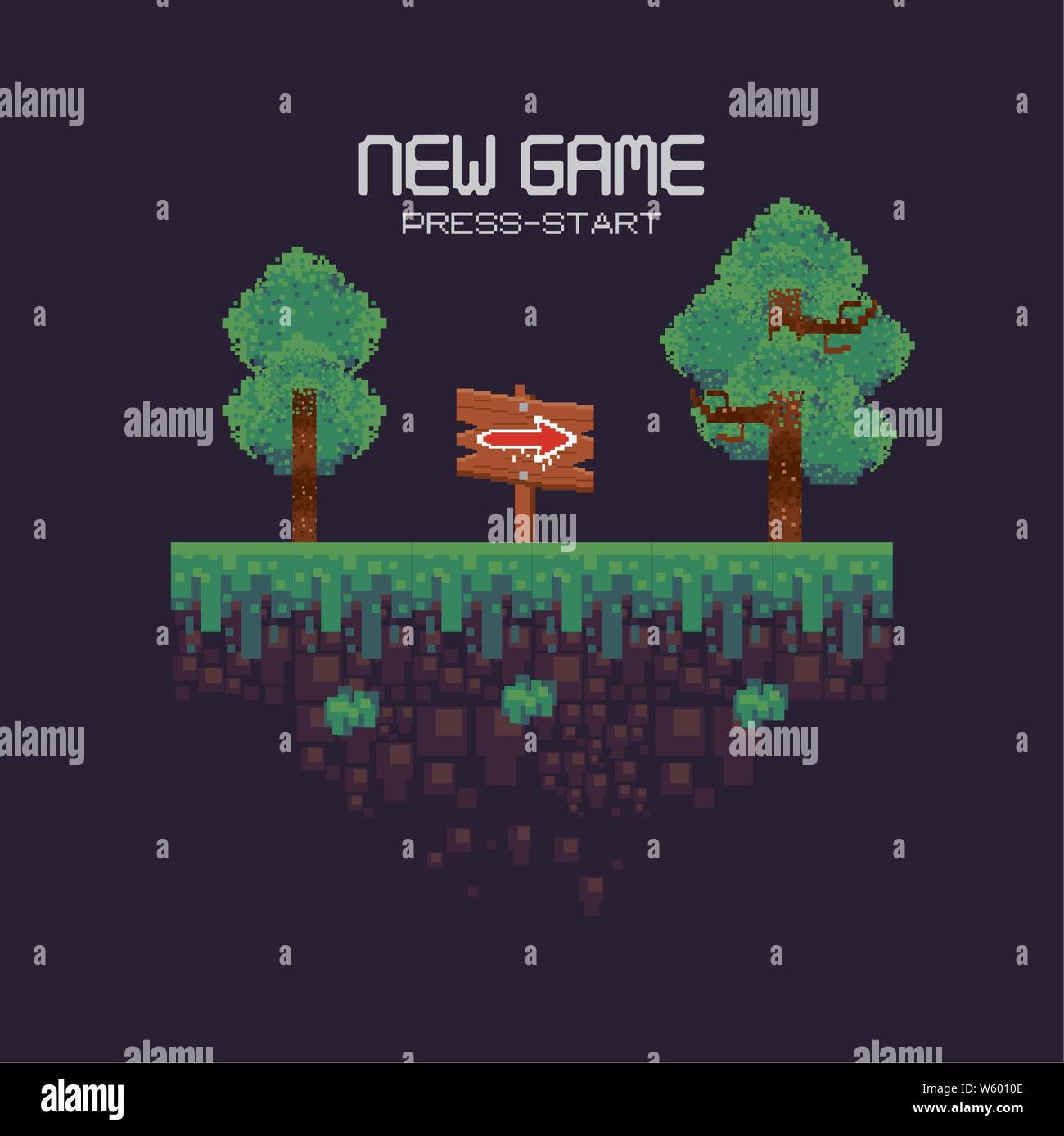 Retro videogame scenery with terrain pixelated Stock Vector Image & Art ...
