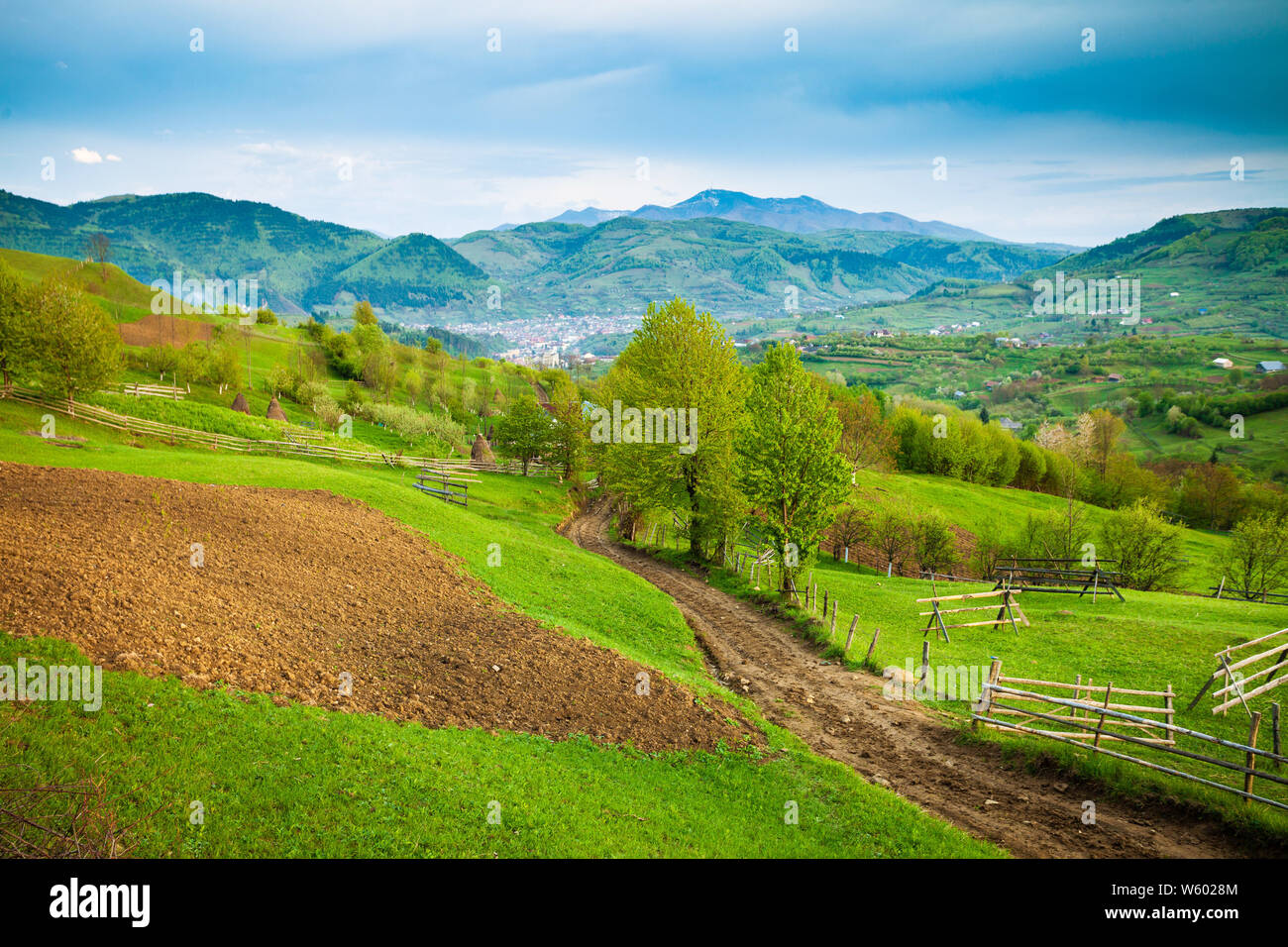 Beautiful simple landscape with plowed area in rural Romania Stock ...