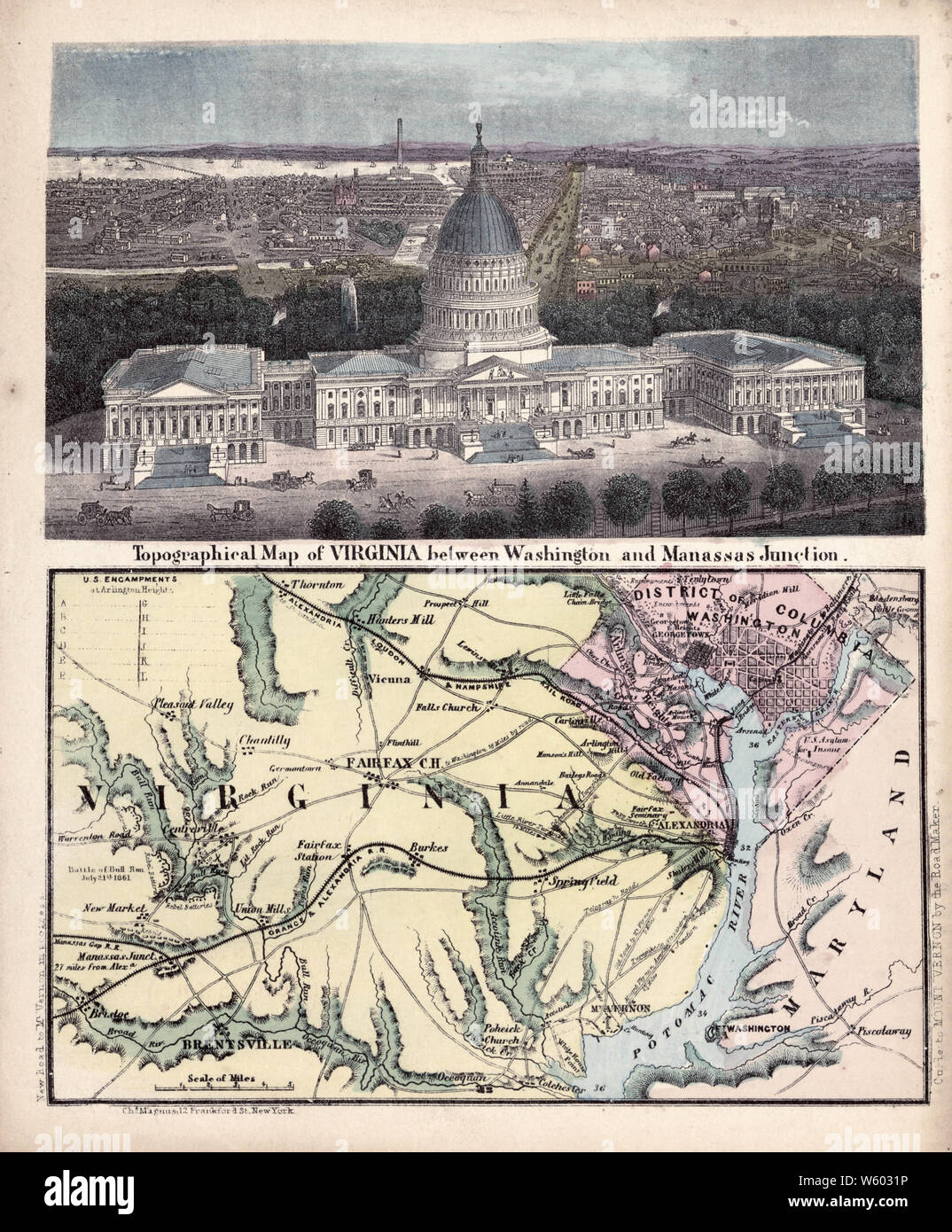 Civil War Maps 1842 Topographical map of Virginia between Washington ...