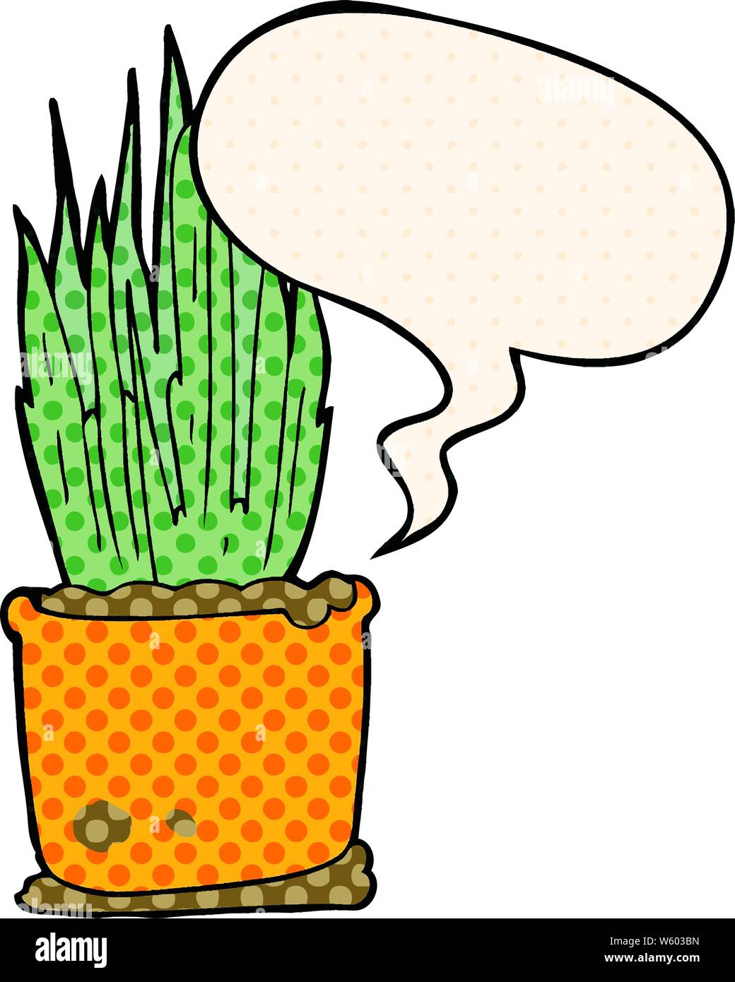 cartoon house plant with speech bubble in comic book style Stock Vector ...