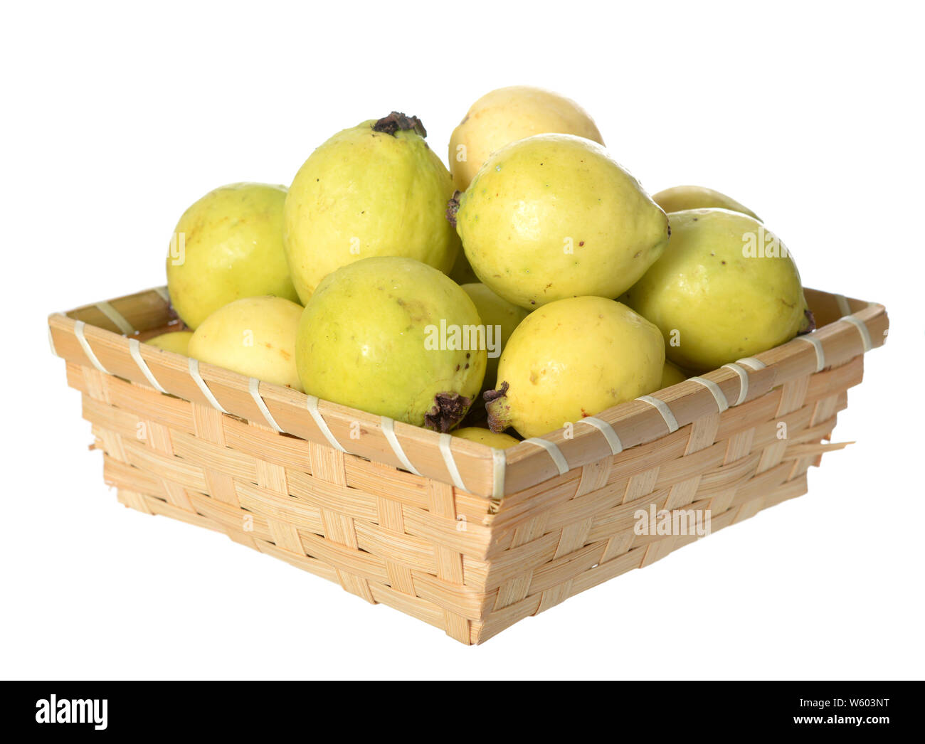 lot of guava in basket isolated on white Stock Photo - Alamy