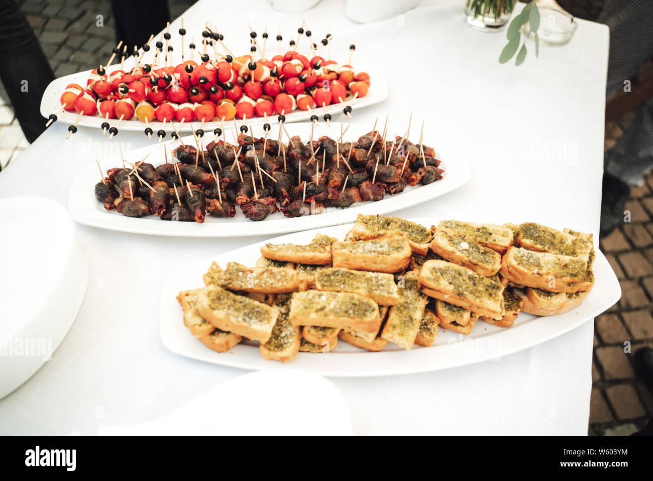 Selection of different canapes or appetizers Stock Photo - Alamy