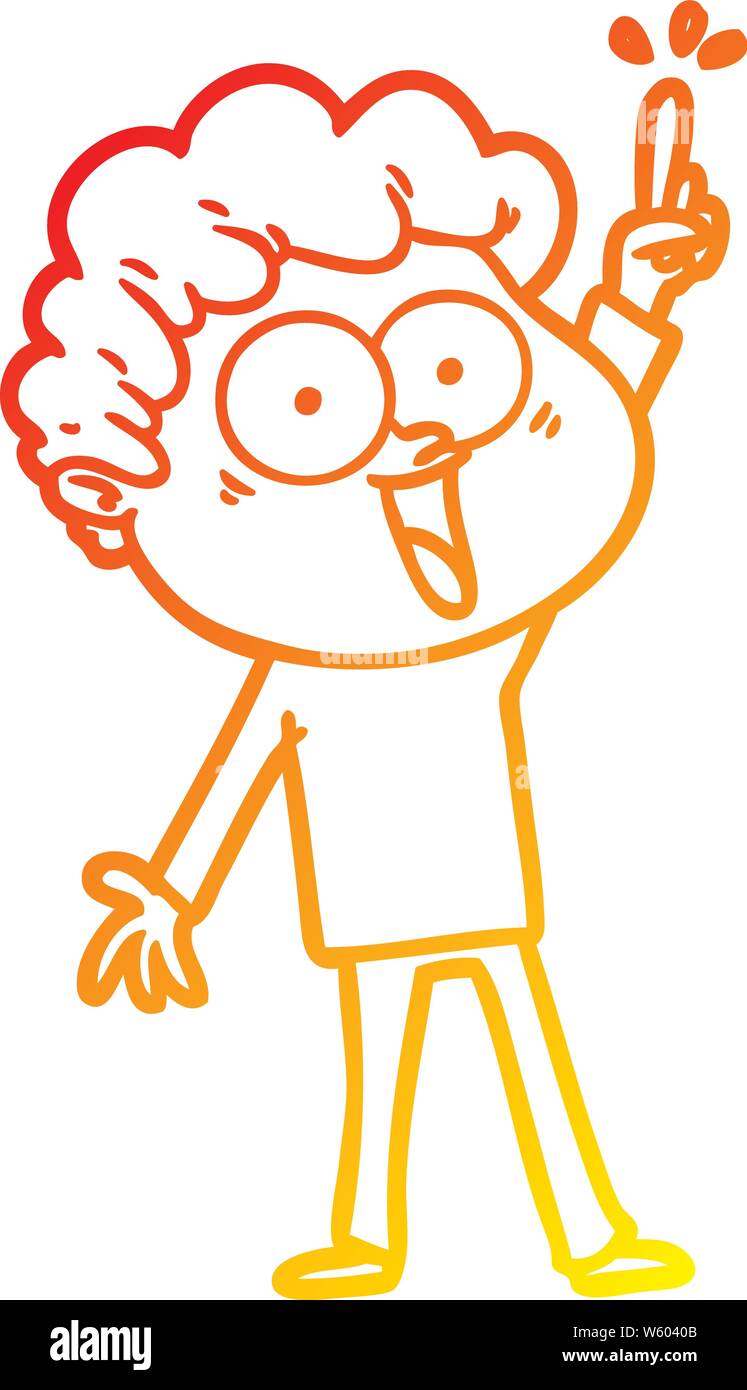 warm gradient line drawing of a cartoon happy man Stock Vector Image ...