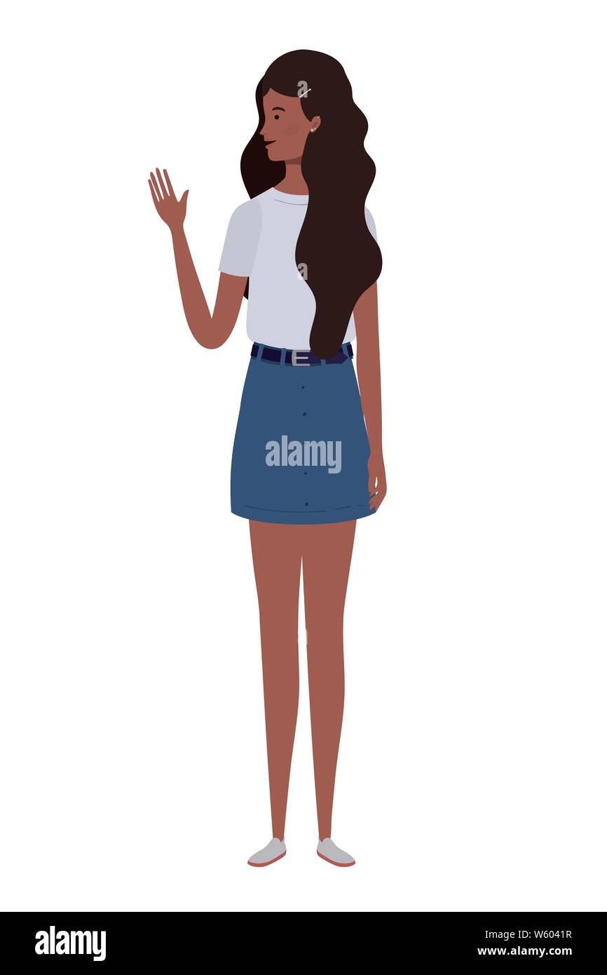young woman standing on white background Stock Vector Image & Art - Alamy