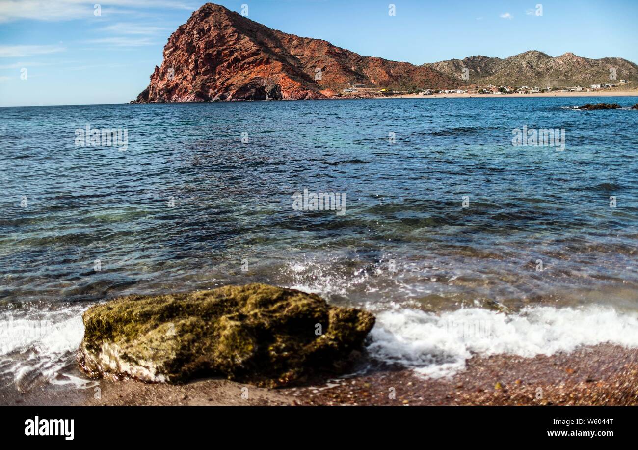 Cerro, playa y mar en el Colorado Sonora Mexico.El Colorado, Desert ...