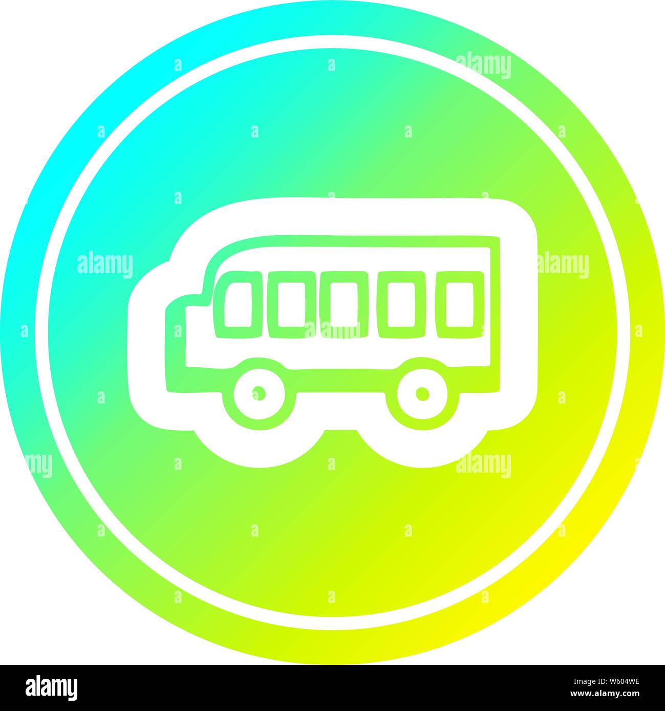 school bus circular icon with cool gradient finish Stock Vector Image ...