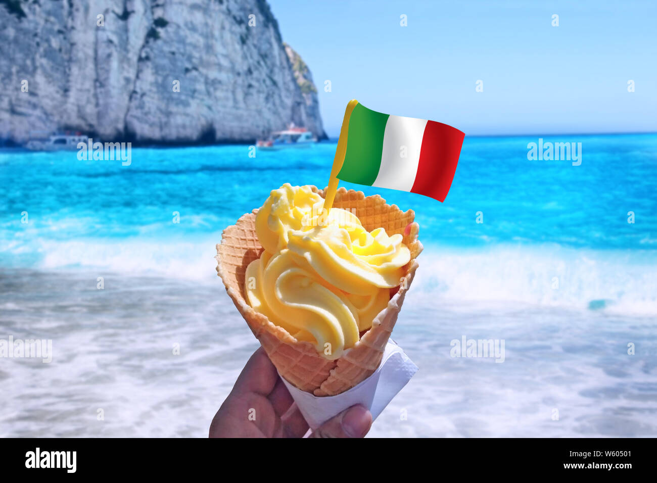 Icecream in the traditional red, white and green colours of the Italian ...