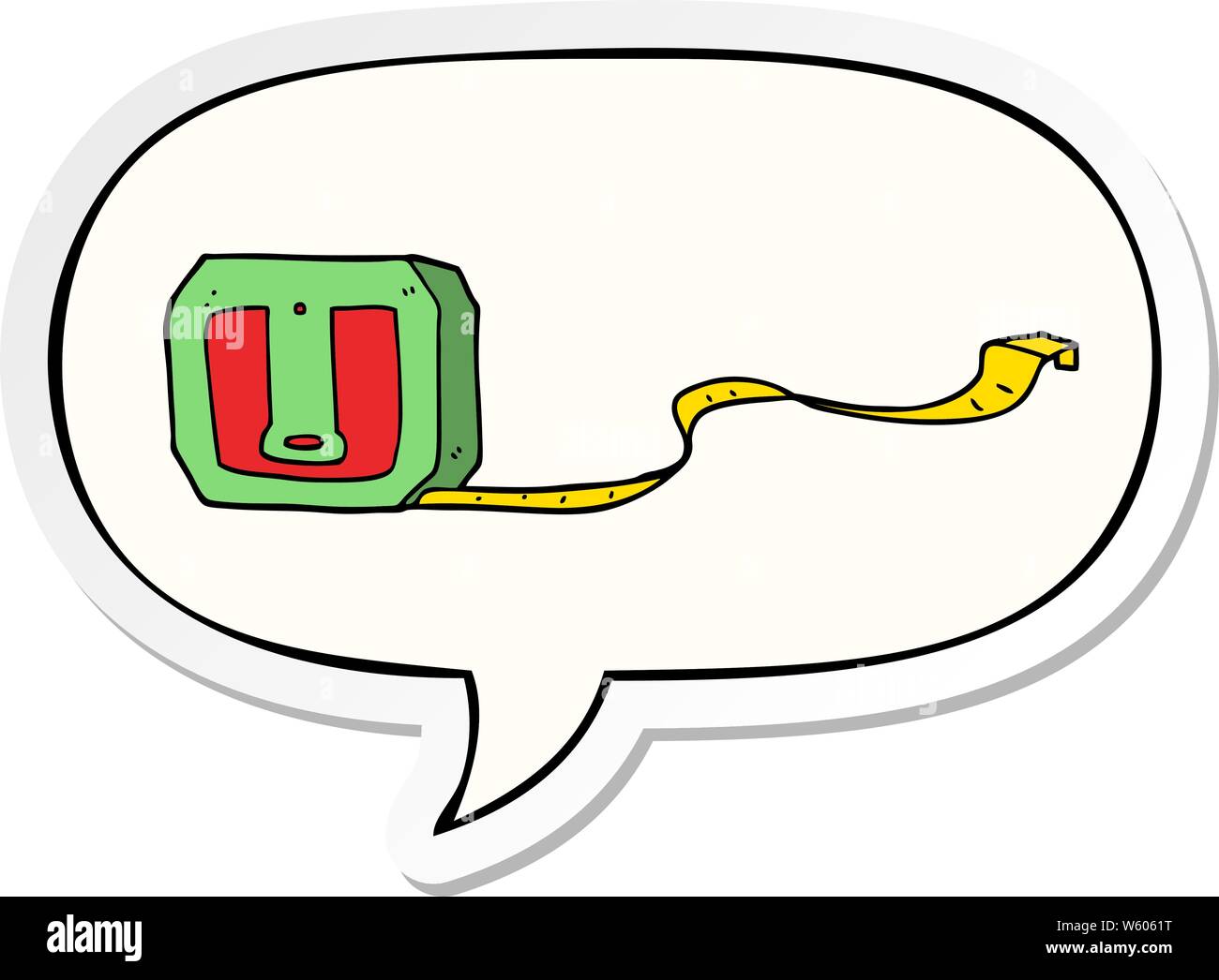 cartoon tape measure with speech bubble sticker Stock Vector Image ...