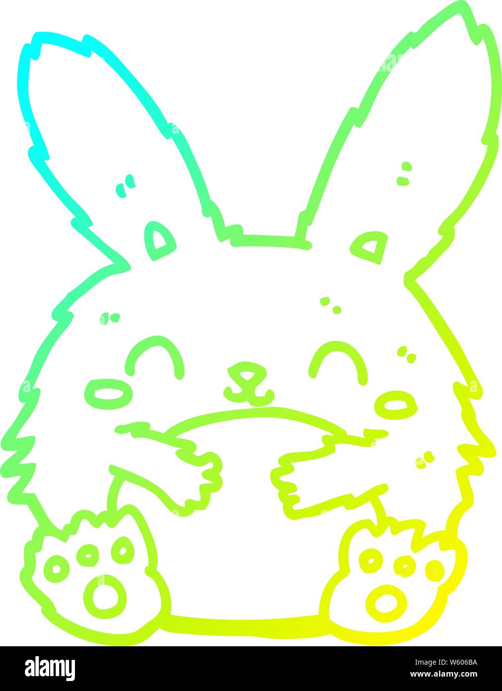 cold gradient line drawing of a cute cartoon rabbit Stock Vector Image ...