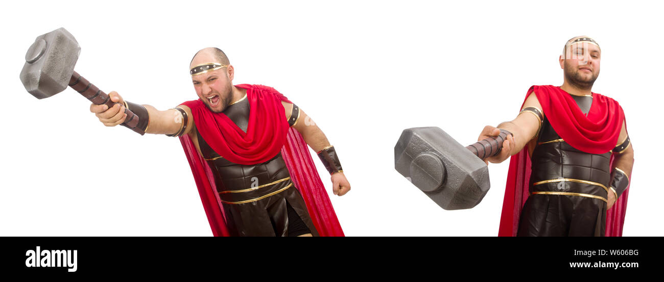 The gladiator isolated on white background Stock Photo - Alamy