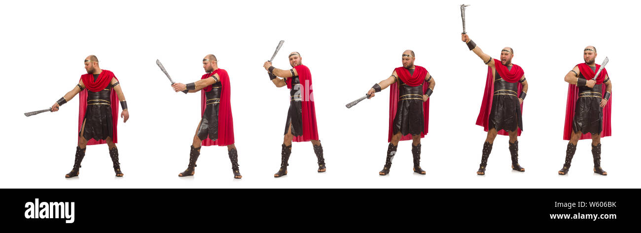 The gladiator isolated on white background Stock Photo - Alamy