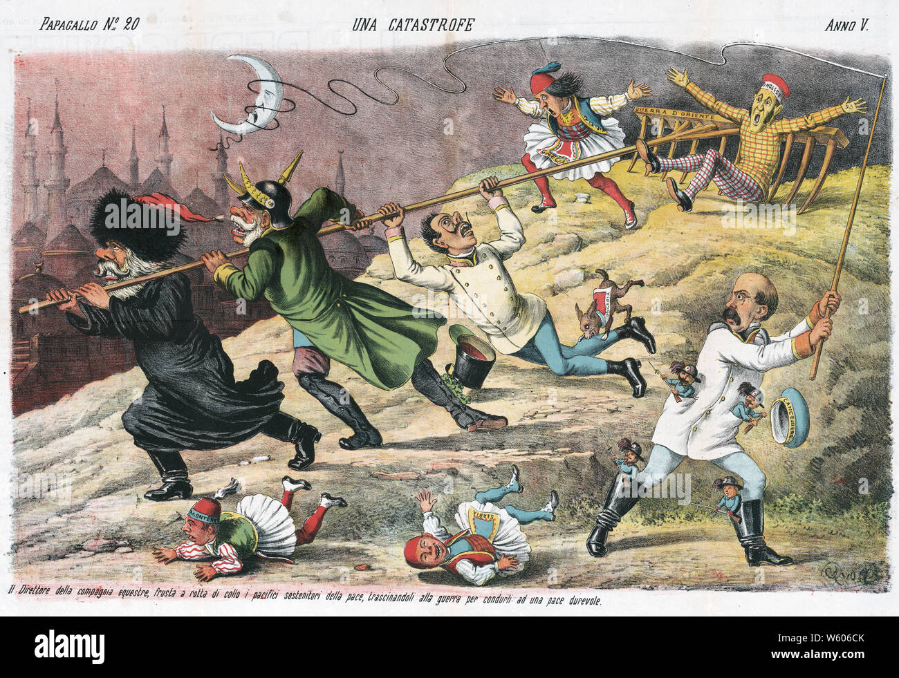 Italian political cartoon shows two men, representing Russia and ...