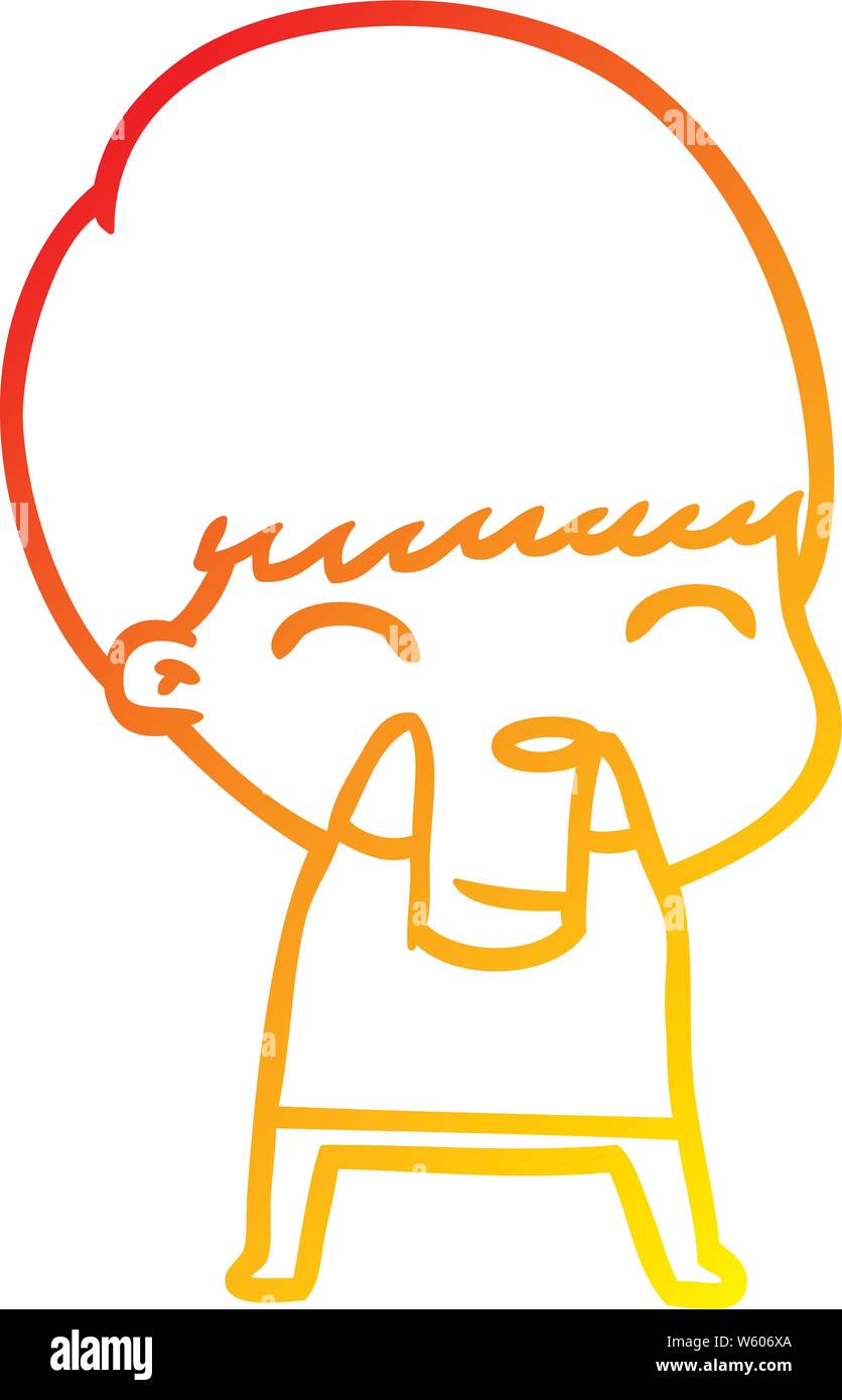 warm gradient line drawing of a happy cartoon boy Stock Vector Image ...