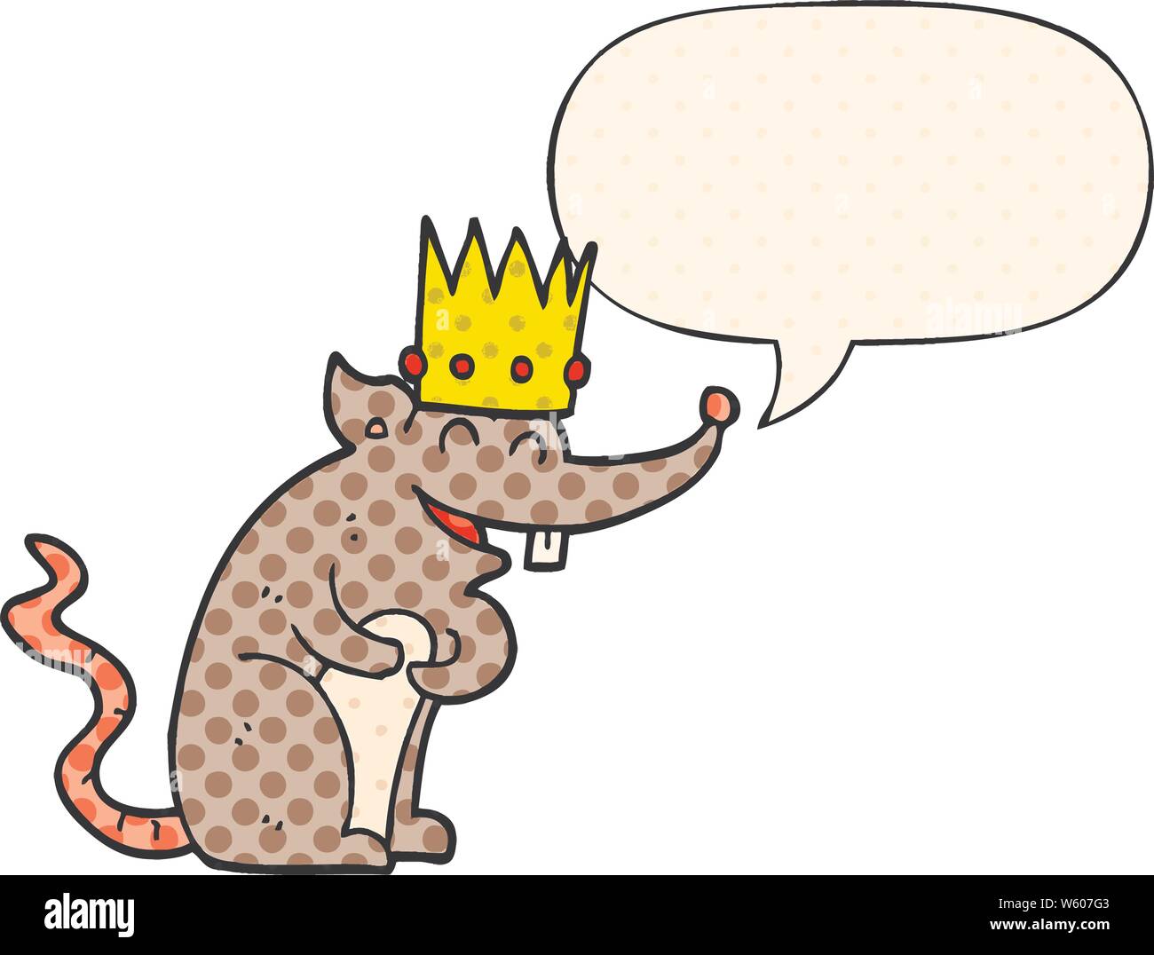 cartoon rat king laughing with speech bubble in comic book style Stock ...