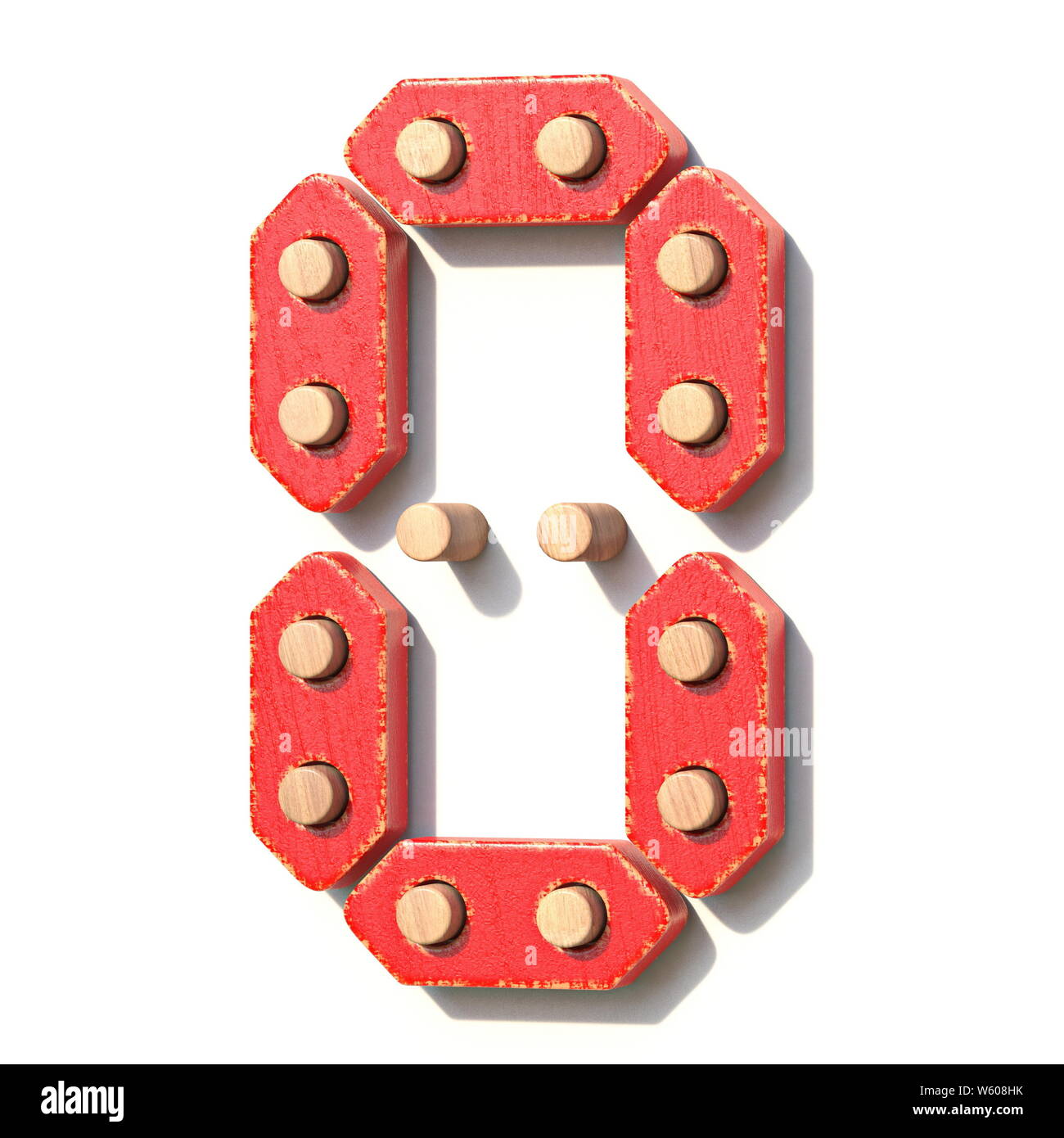 Wooden toy red digital number 0 ZERO 3D render illustration isolated on ...