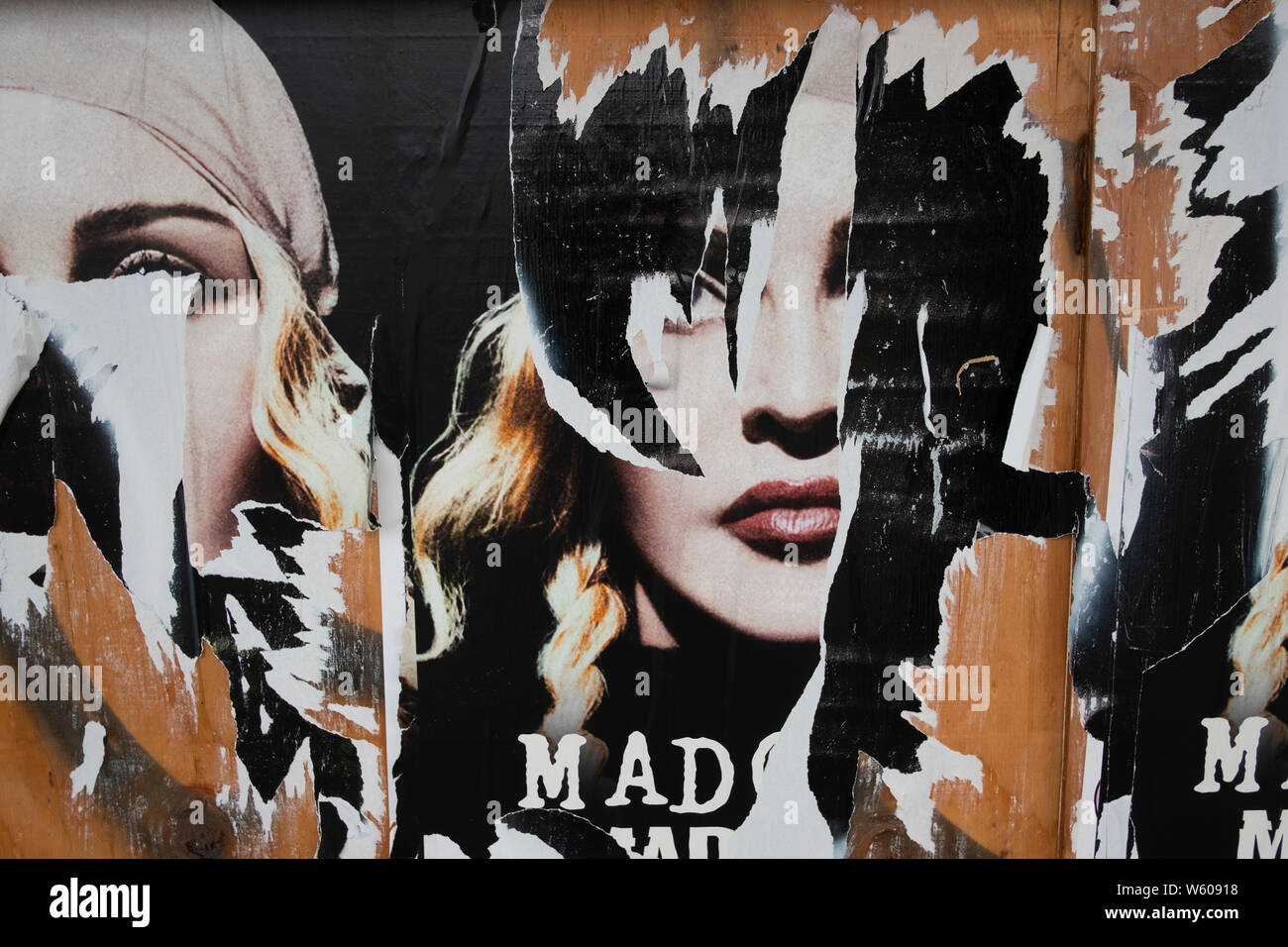 Defaced posters of Madonna. Downtown Los Angeles, California, United ...
