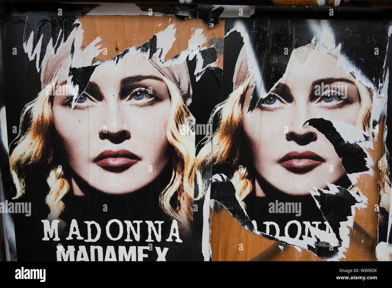Defaced posters of Madonna. Downtown Los Angeles, California, United ...