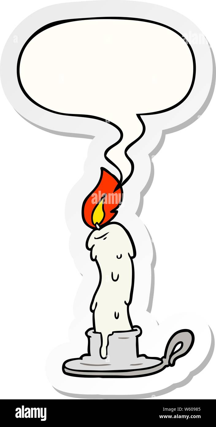 cartoon spooky old candle with speech bubble sticker Stock Vector Image ...