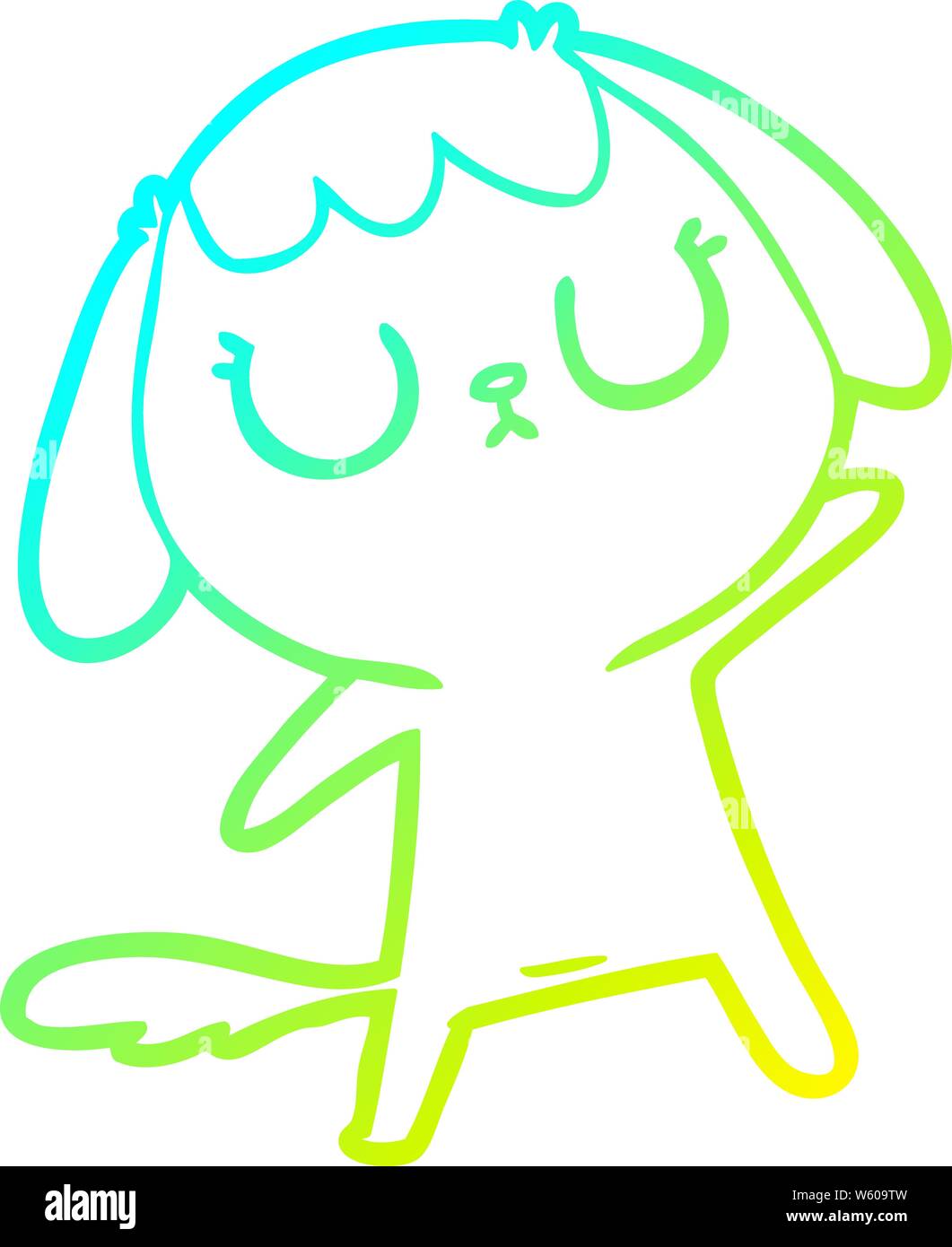 cold gradient line drawing of a cute cartoon dog Stock Vector Image ...