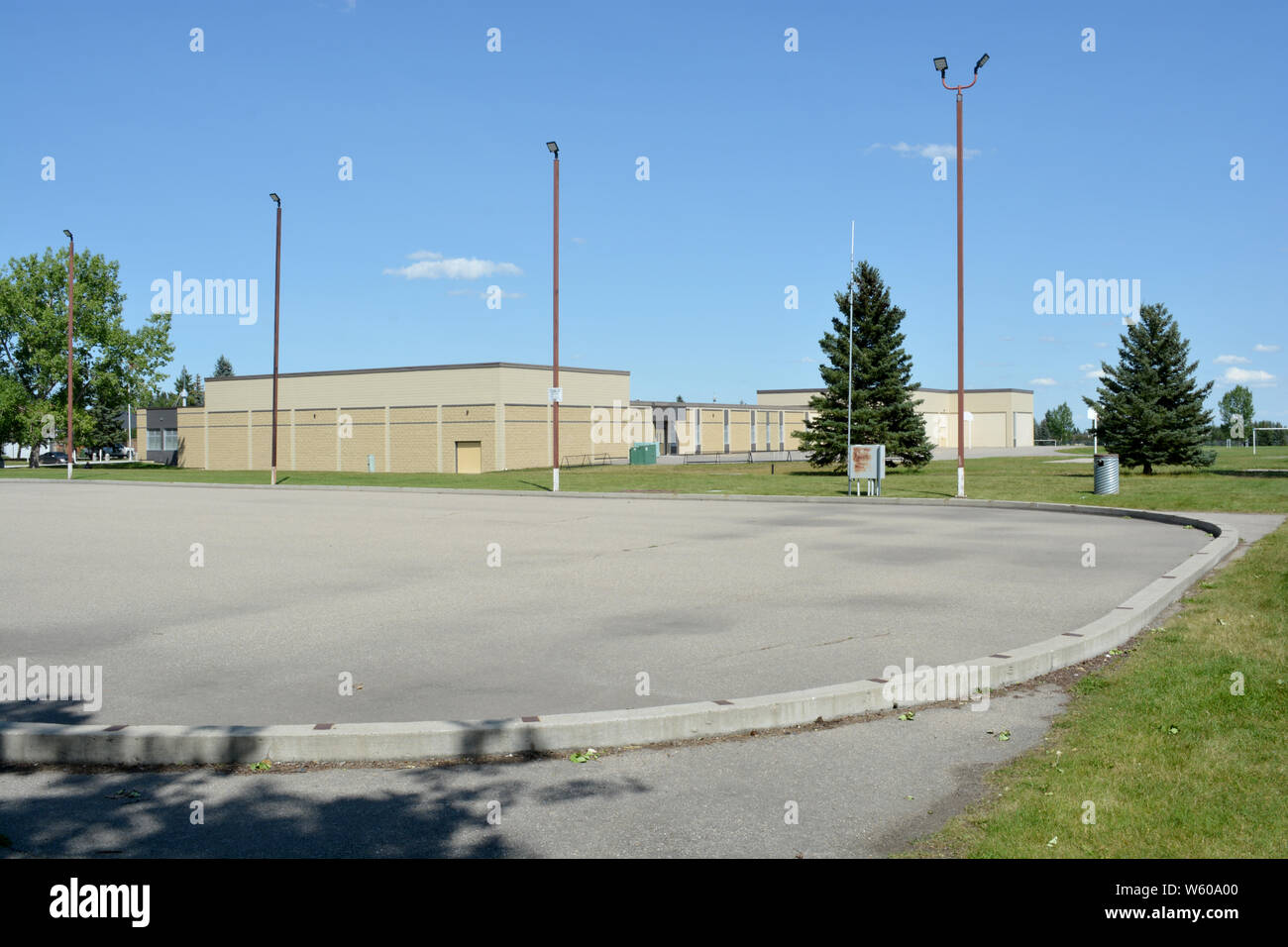 Outdoor ice skating and hockey rink empty in summer Stock Photo - Alamy