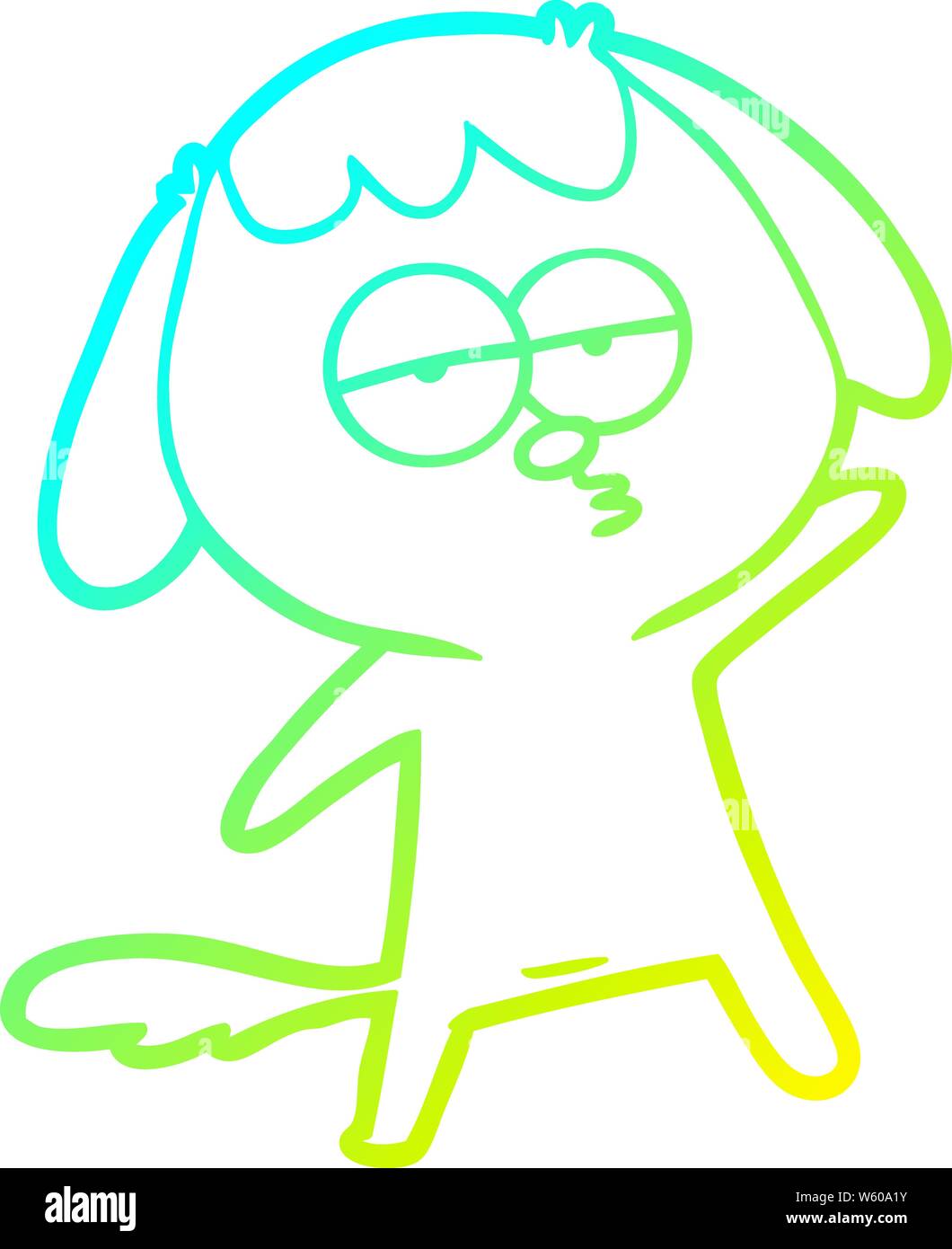 cold gradient line drawing of a cartoon bored dog Stock Vector Image ...