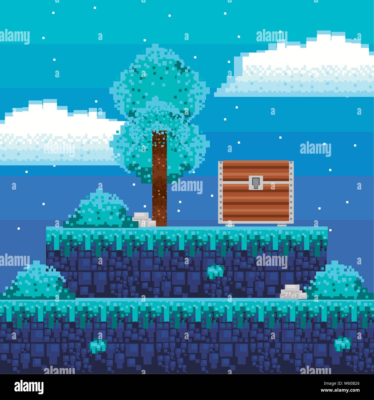 Retro videogame scenery with terrain pixelated Stock Vector Image & Art ...