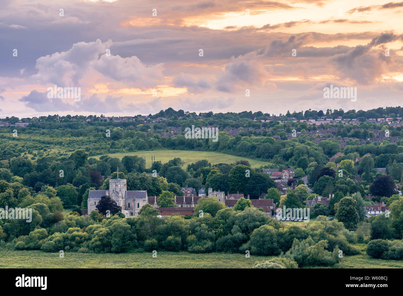 Scenic view from St Catherine's Hill across the historic St Cross ...