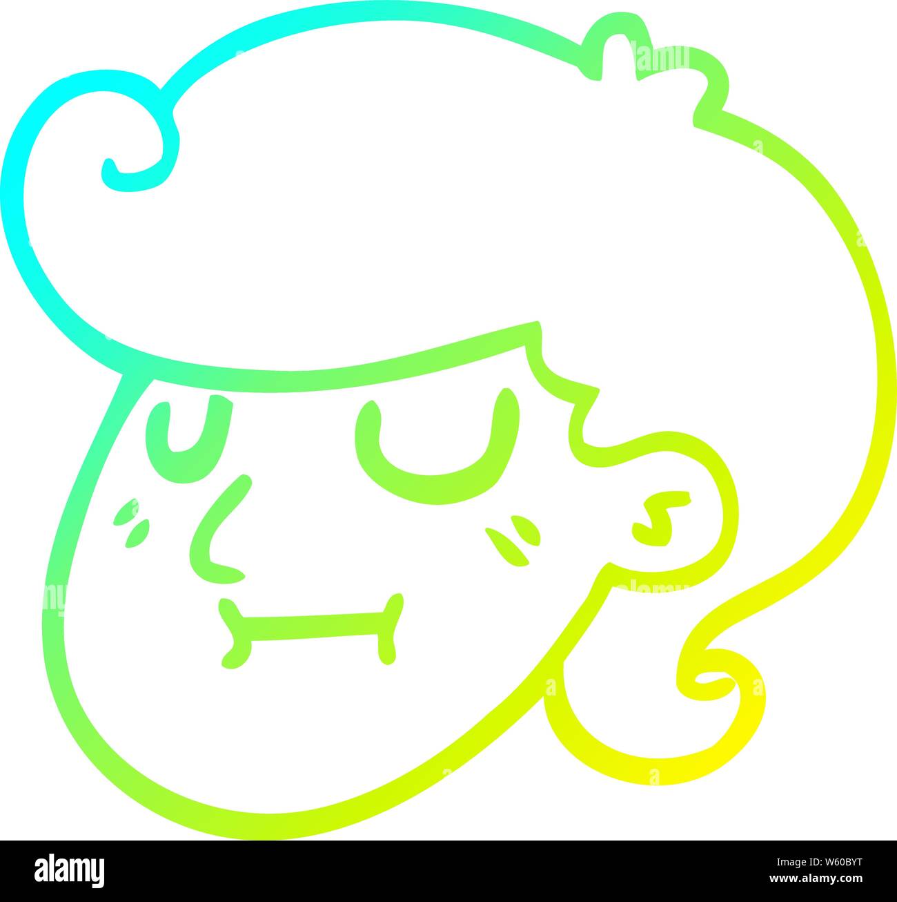 cold gradient line drawing of a cartoon girls face Stock Vector Image ...