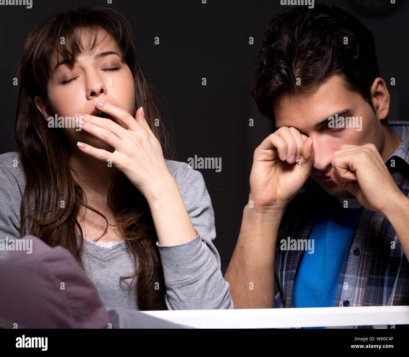 The young parents sleepless with newborn baby at night Stock Photo - Alamy