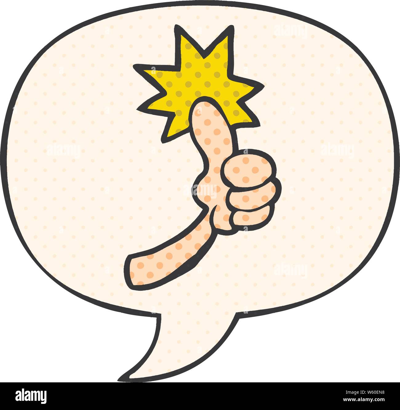 cartoon thumbs up sign with speech bubble in comic book style Stock ...