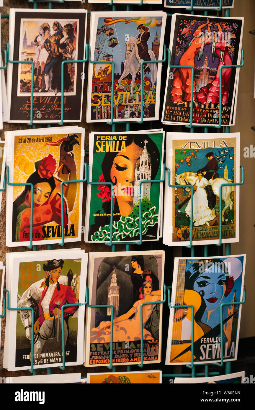 Europe, Iberia, Spain,Andalusia, Cadiz Province, Ronda, postcard rack ...