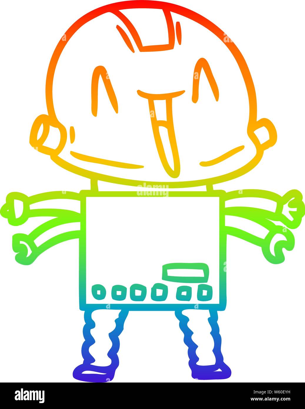 rainbow gradient line drawing of a cartoon robot Stock Vector Image ...