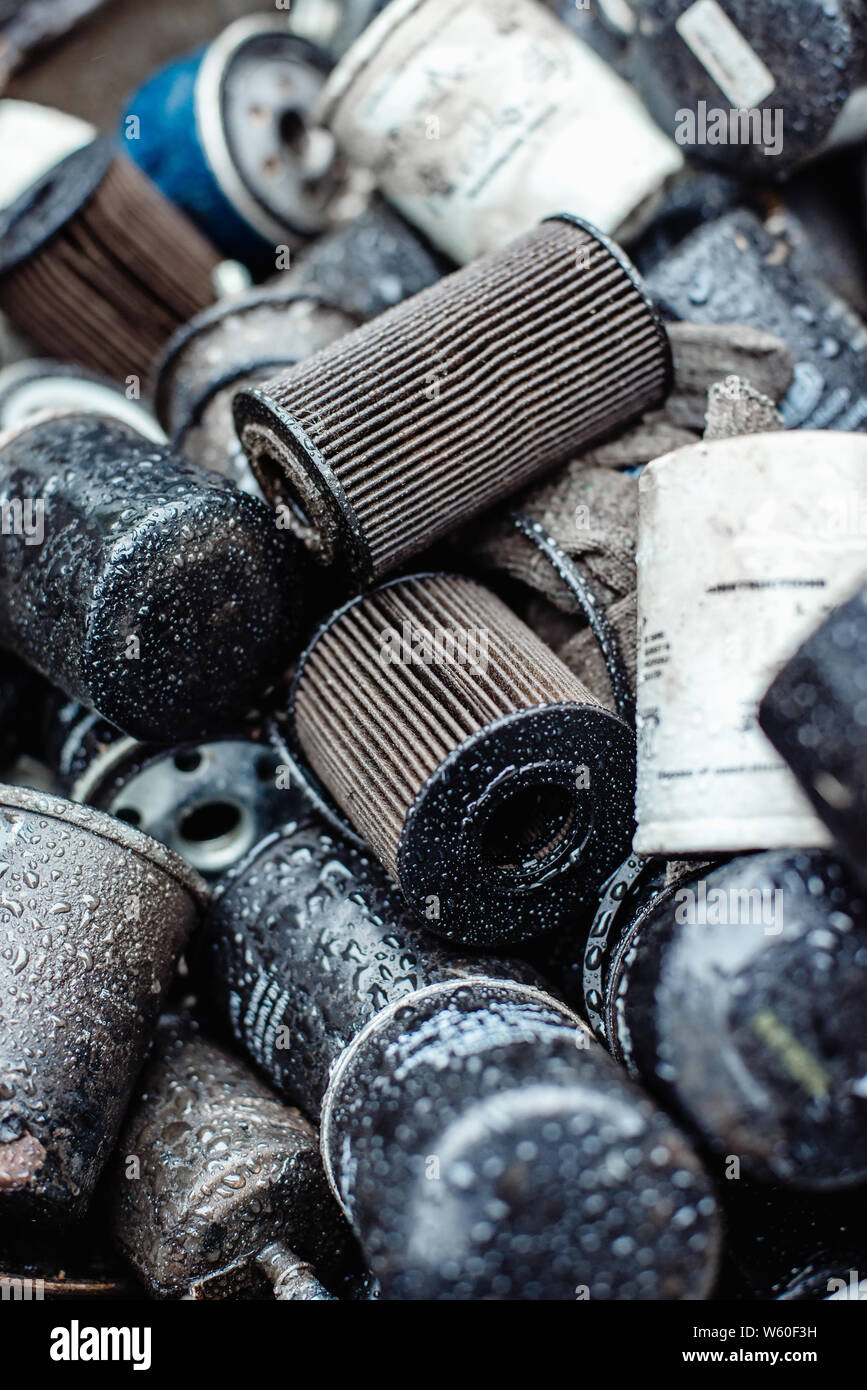 Old oil filters hi-res stock photography and images - Alamy