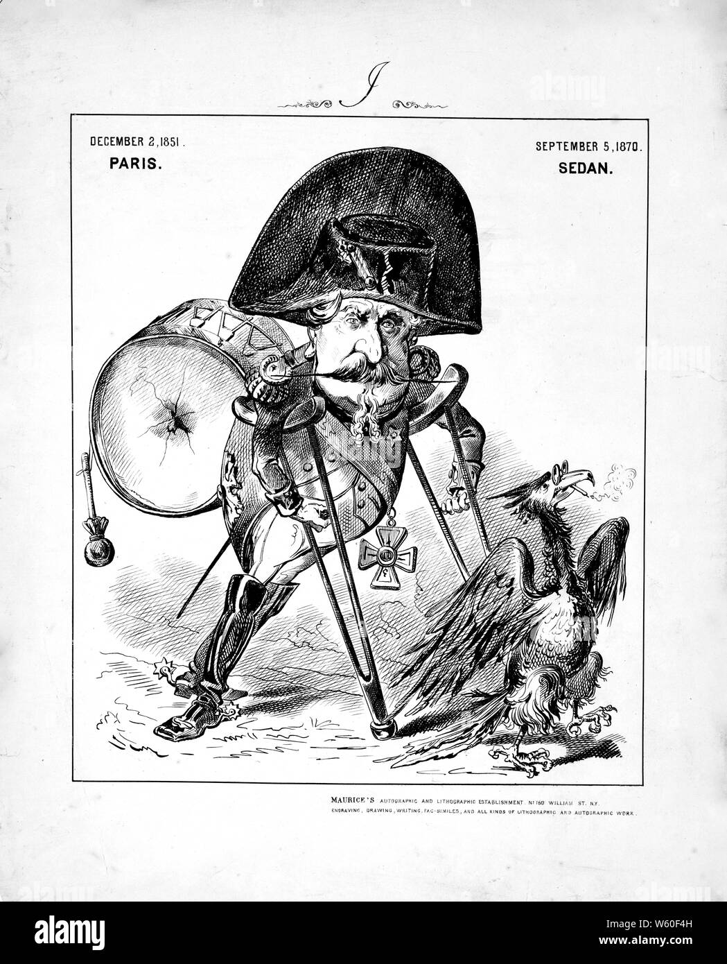 Napoleon III, full-length portrait, facing front, walking on crutches ...