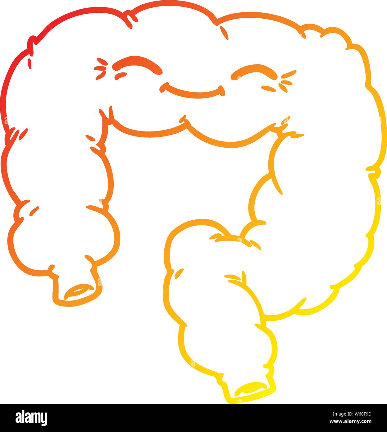 warm gradient line drawing of a cartoon happy colon Stock Vector Image ...