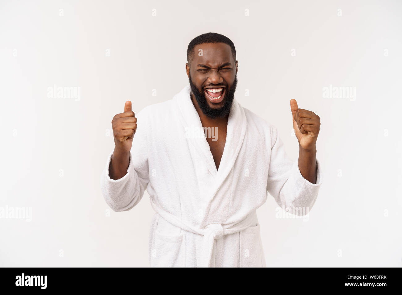 Portrait Of Happy Afroamerican Handsome Bearded Man Laughing And