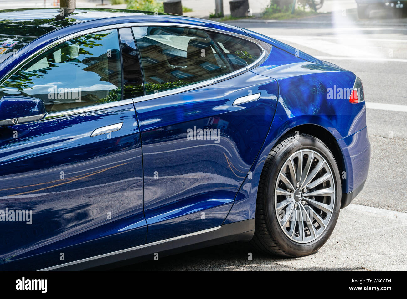 Strasbourg, France - May 19, 2016: Side view rear part of modern luxury ...