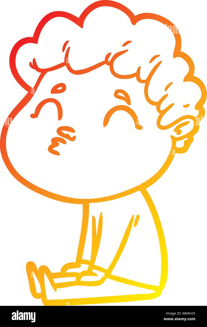 warm gradient line drawing of a cartoon man pouting Stock Vector Image ...
