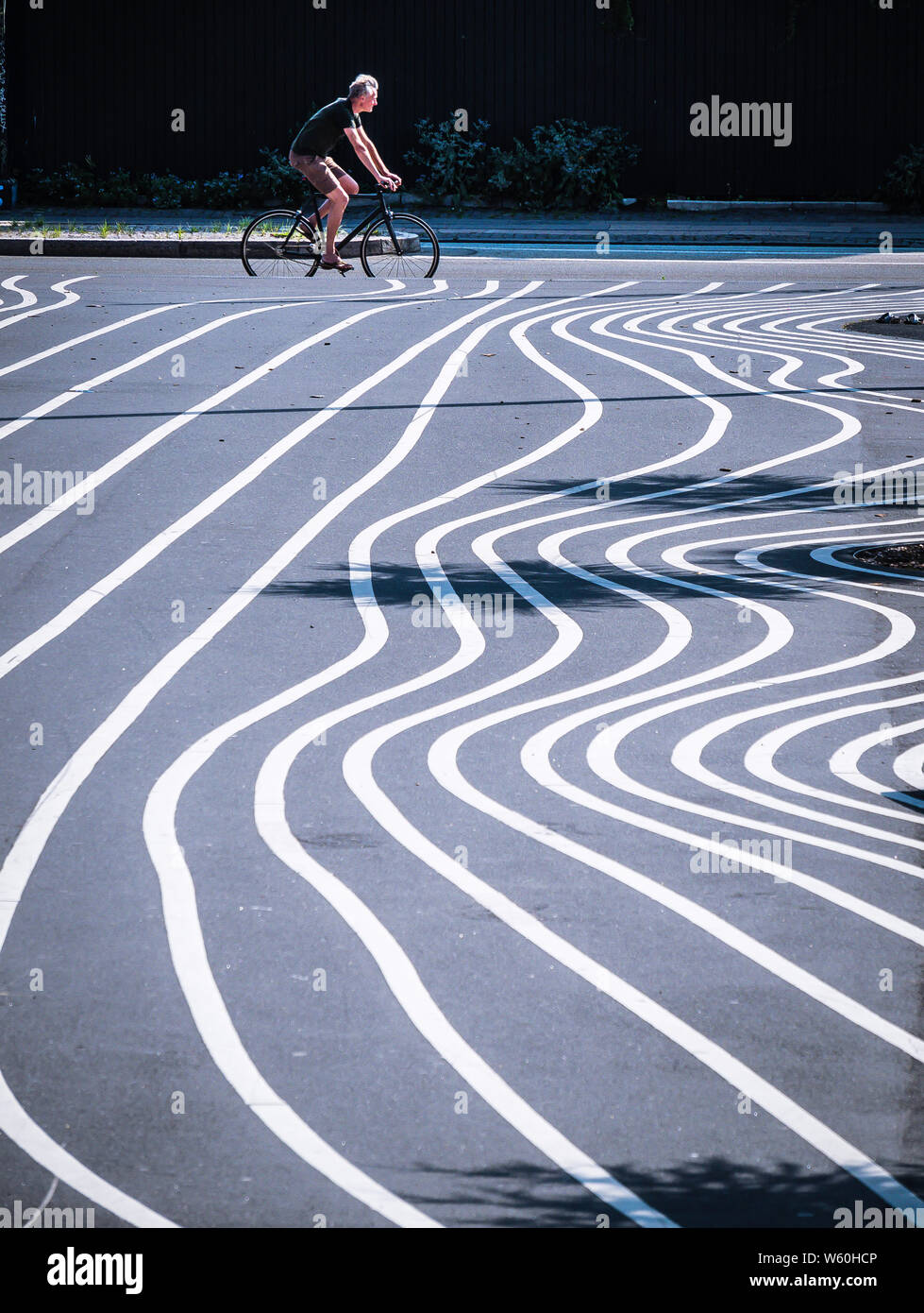 July 29, 2019: Copenhagen, Denmark: Beautiful park design in Superkilen ...