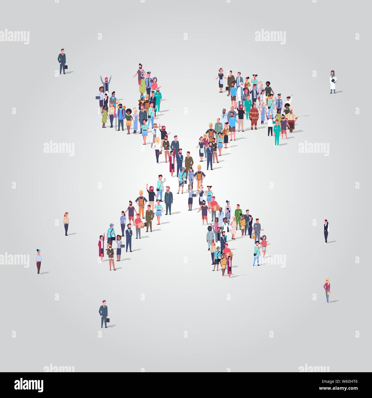 people crowd gathering in wrench and hammer shape social media ...