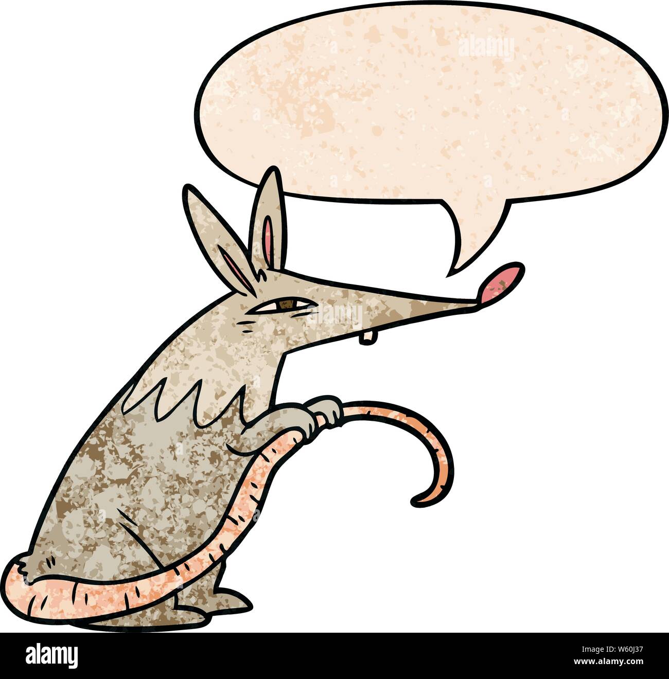 cartoon sneaky rat with speech bubble in retro texture style Stock ...