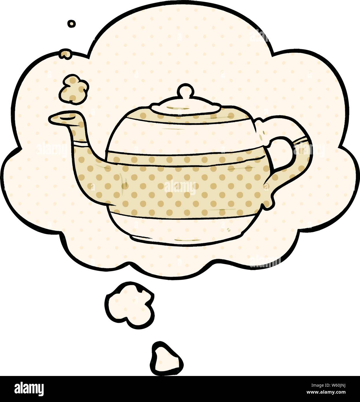 cartoon teapot with thought bubble in comic book style Stock Vector ...