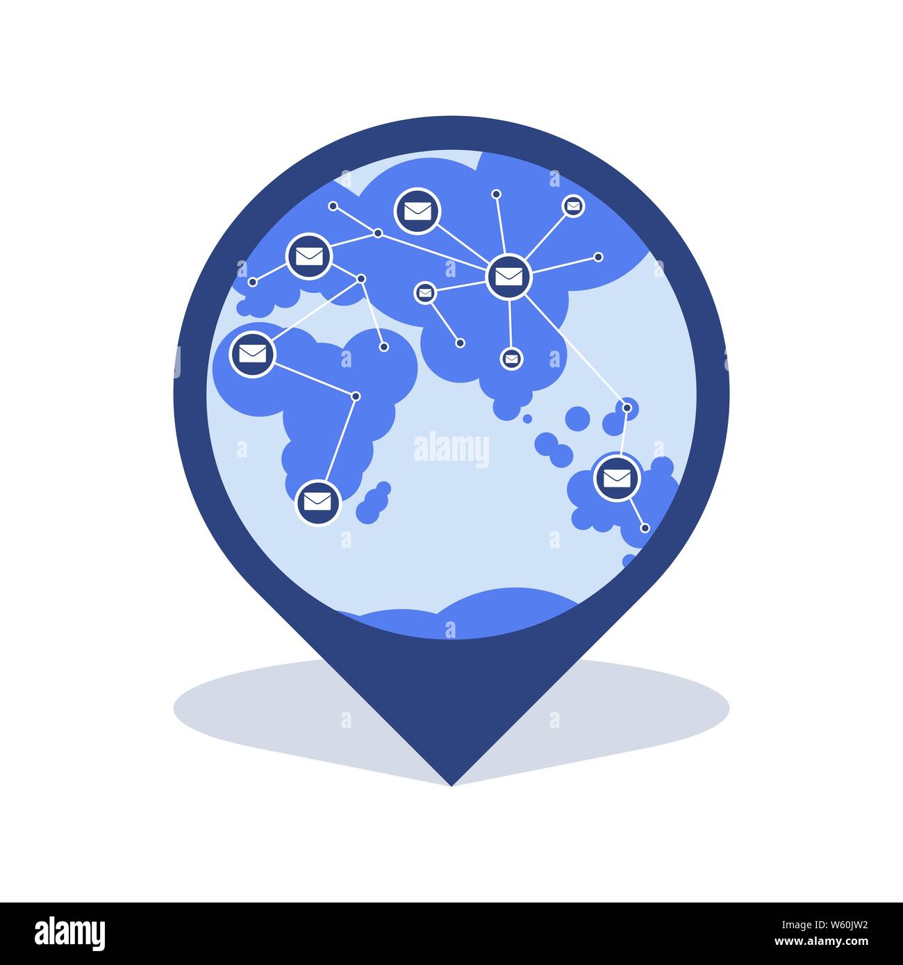 blue geolocation sign envelopes geo tags chat letters global ...