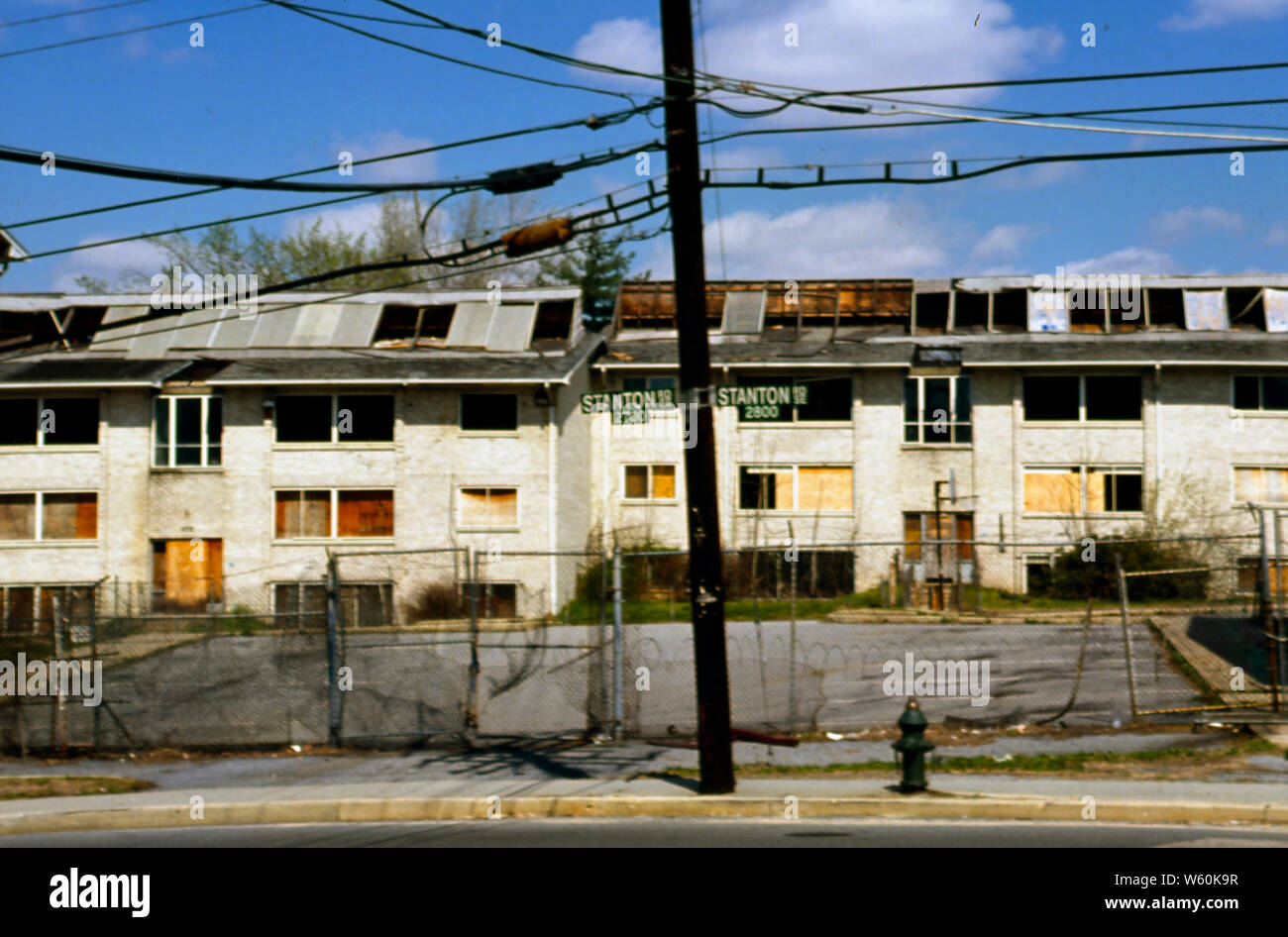 Washington DC, USA, May, 1994 Abandoned vacant public housing apartment ...