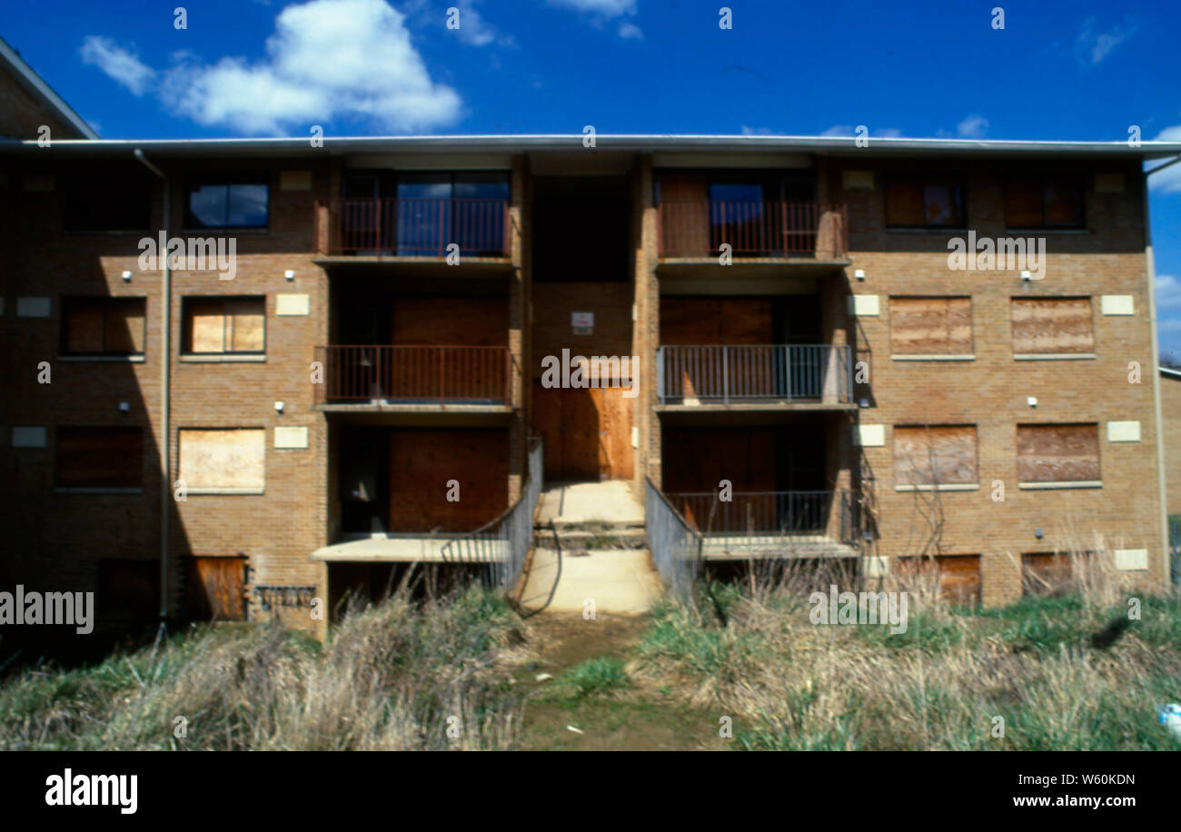 Washington DC, USA, May, 1994 Abandoned vacant public housing apartment ...