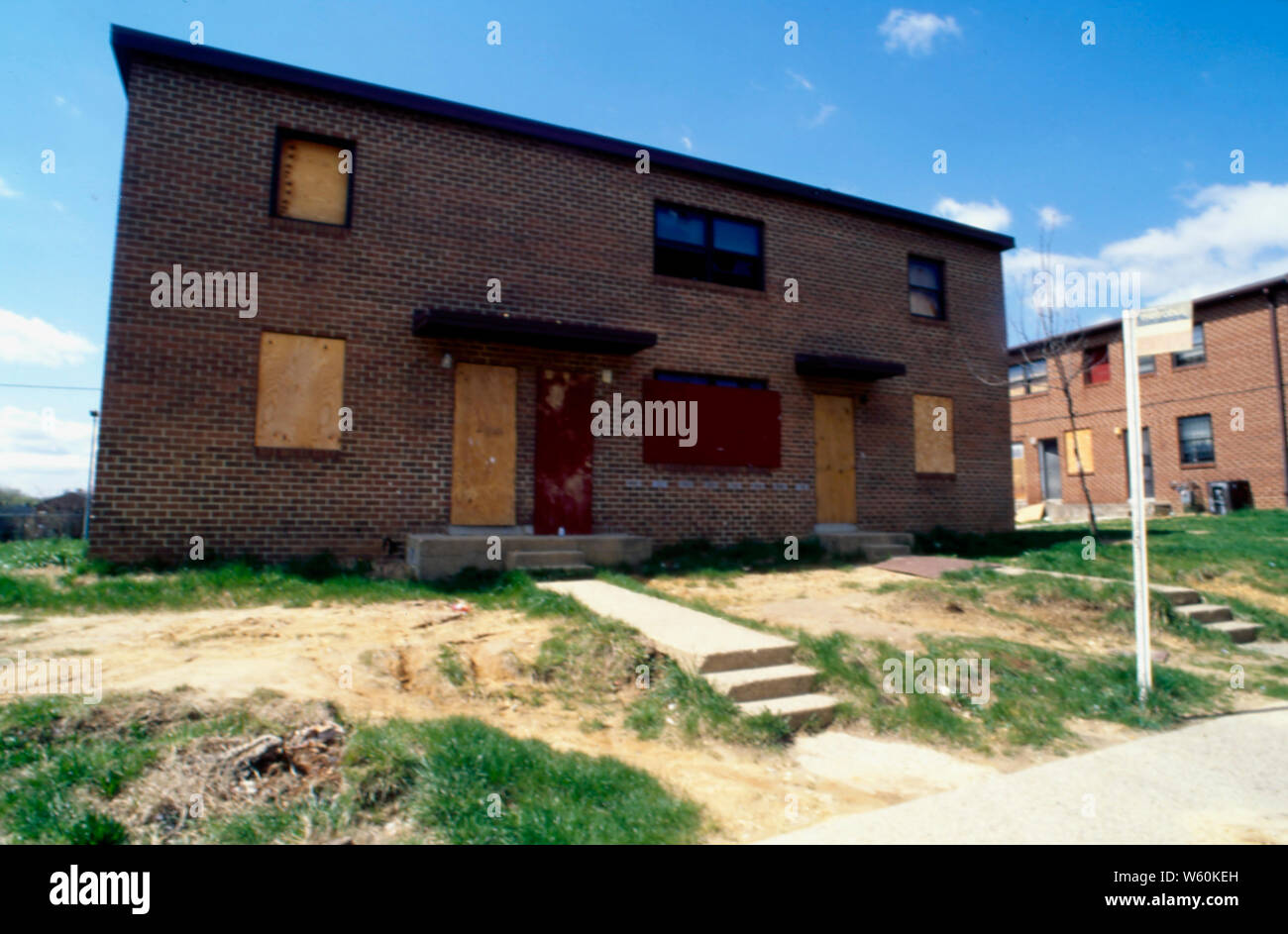 Washington DC, USA, May, 1994 Abandoned vacant public housing apartment ...