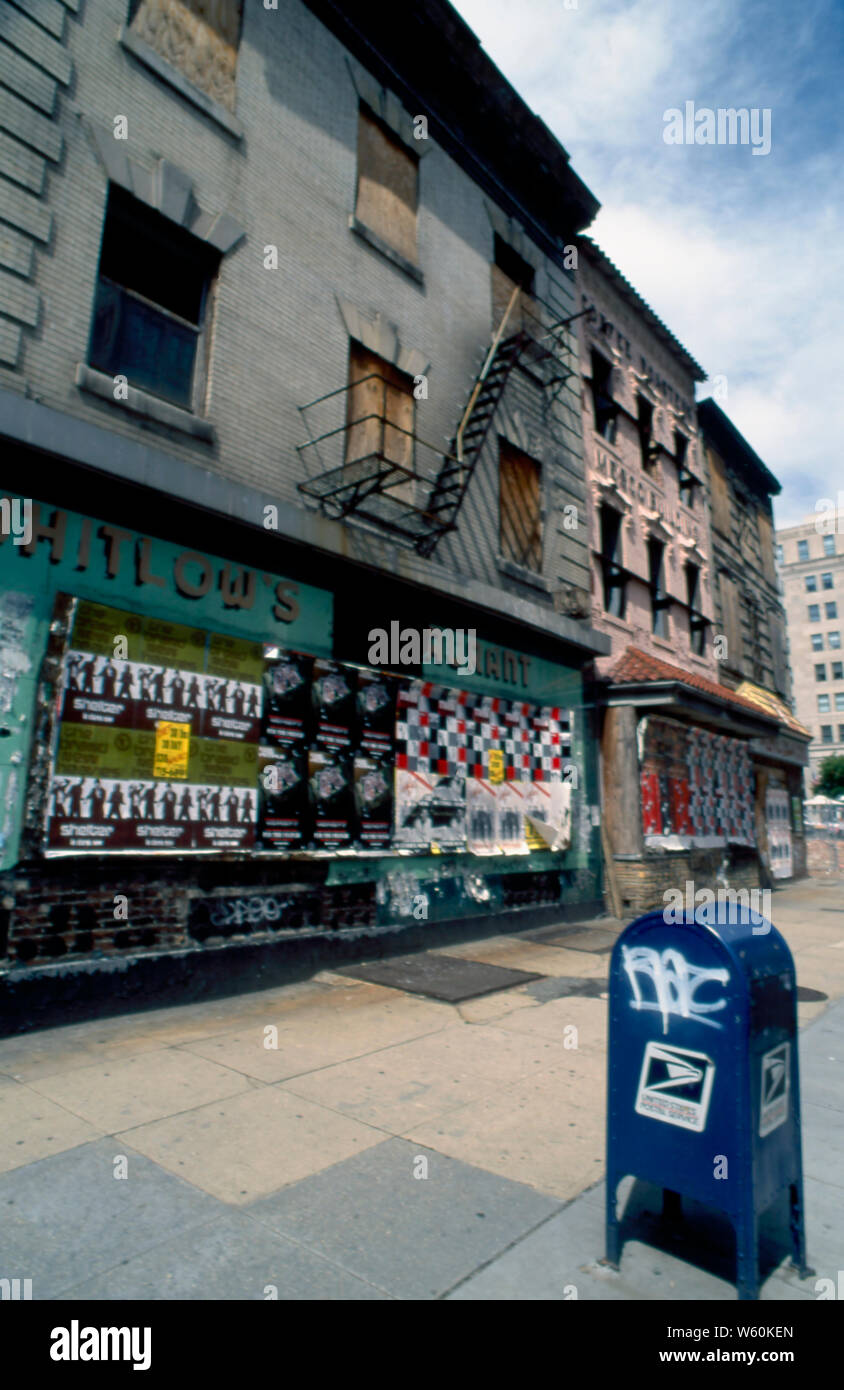 Washington DC, USA, 1997 Vacant commercial buildings in the middle of ...