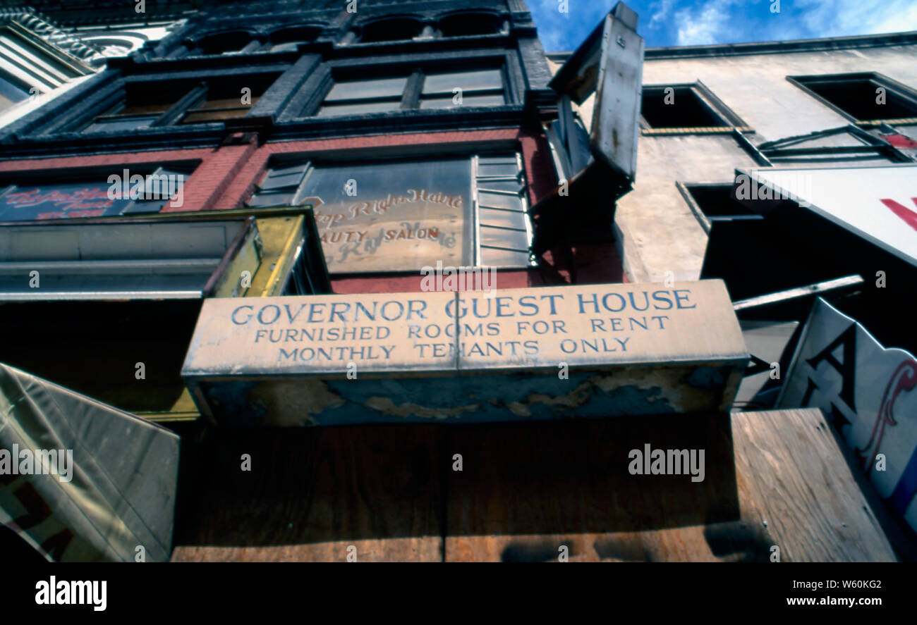 Washington DC, USA, 1997 Vacant commercial buildings in the middle of ...